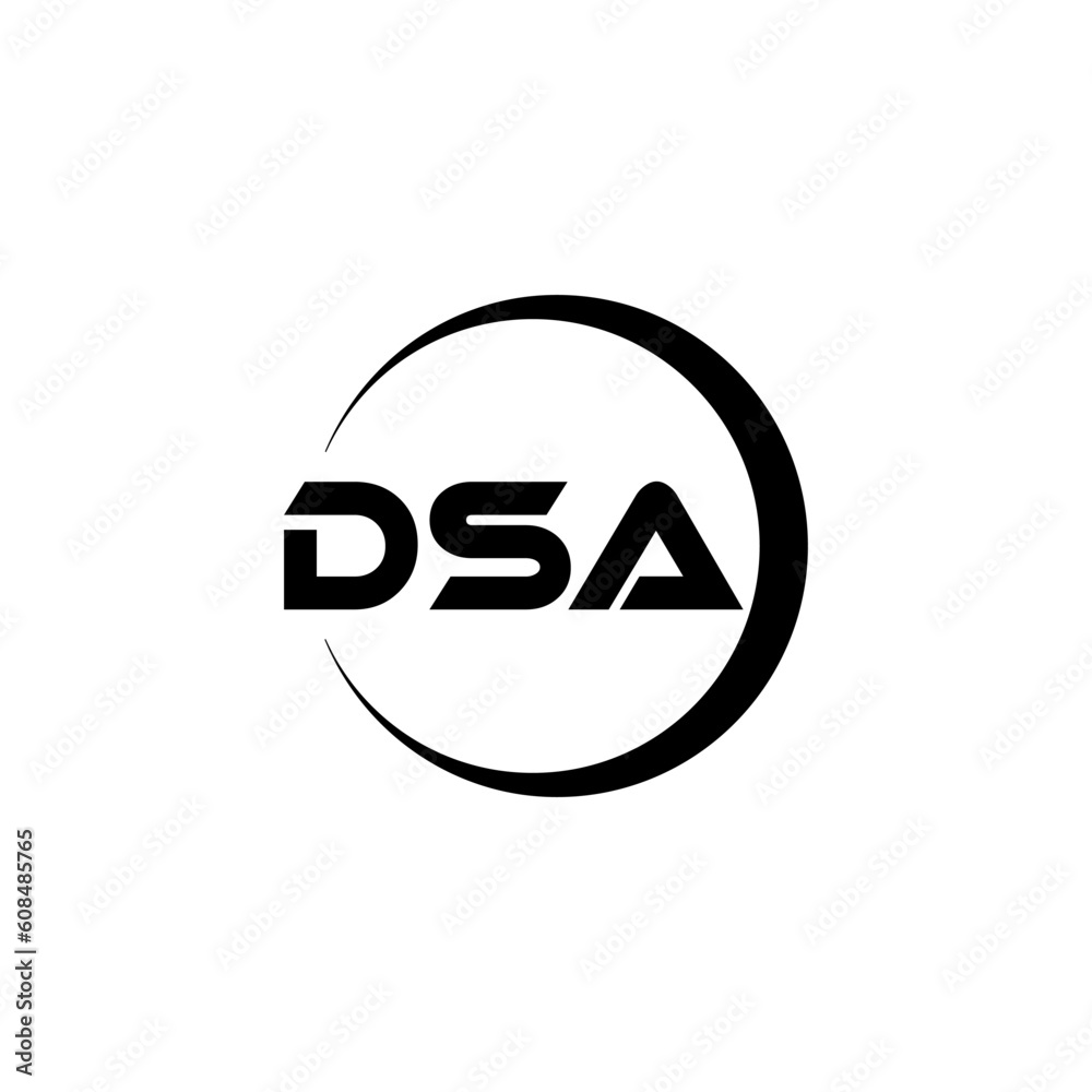 DSA letter logo design with white background in illustrator, cube logo ...