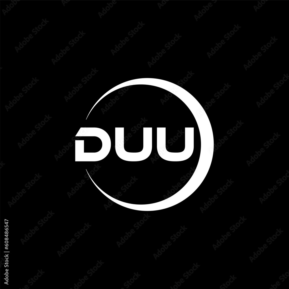 DUU letter logo design with black background in illustrator, cube logo ...