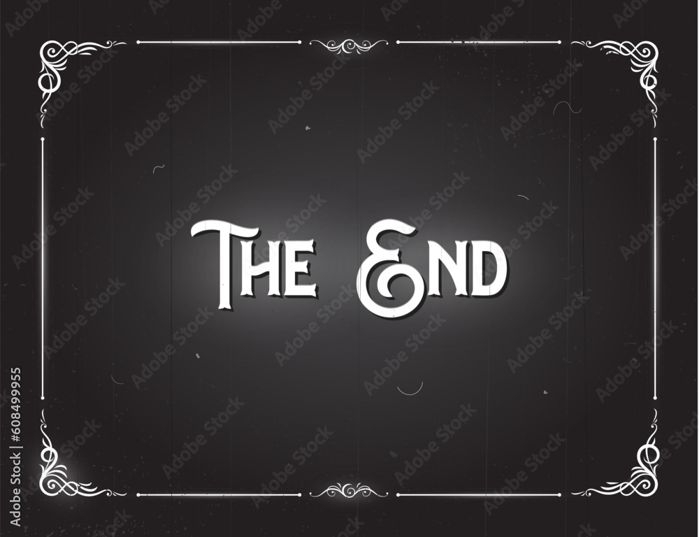 Image vectorielle Stock Film end screen, vintage border of silent movie ...