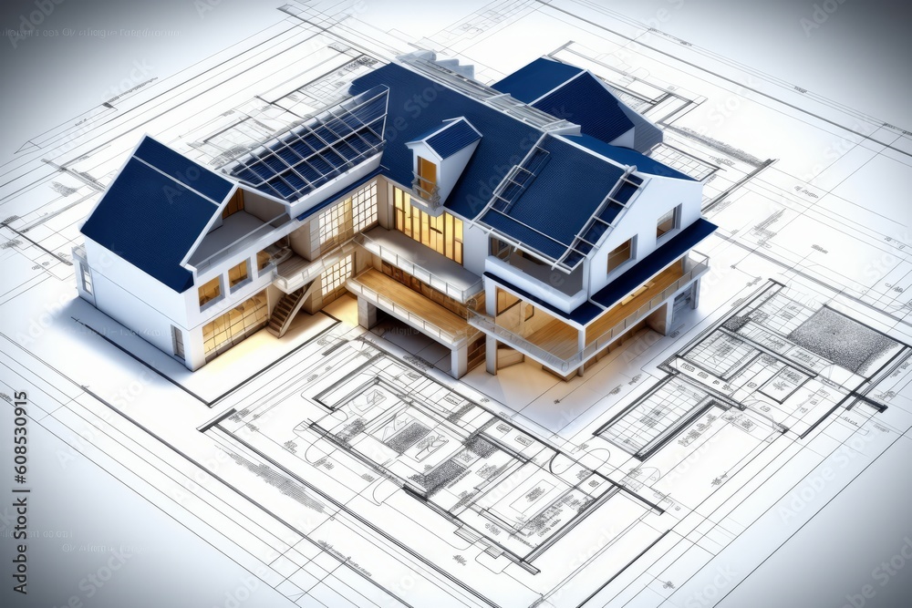 Blueprint of a Modern House: A Building Project Plan Designed with Precision, Generative AI ...
