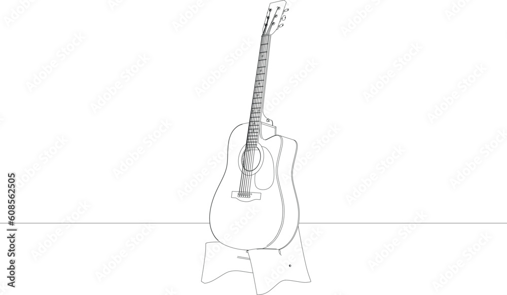 line drawing musical instrument guitar Stock Vector | Adobe Stock