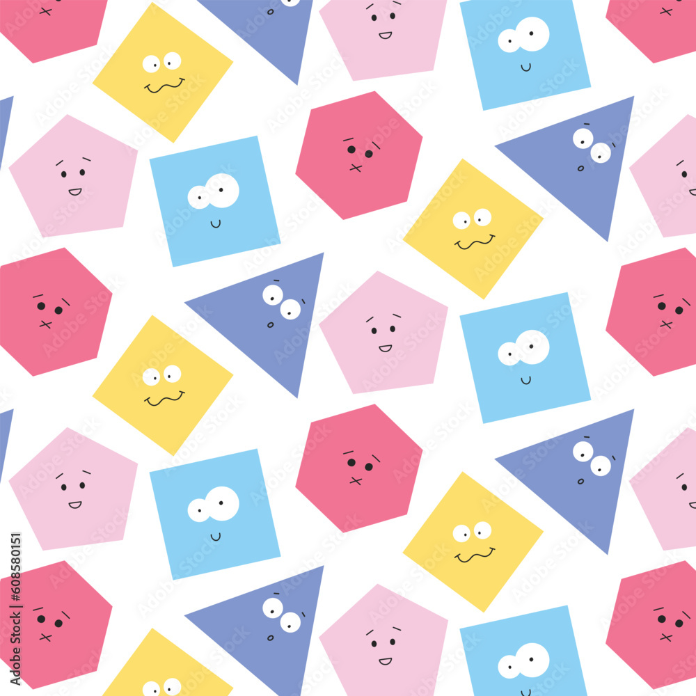 Childish seamless pattern with geometry. Vector illustration. Pattern ...