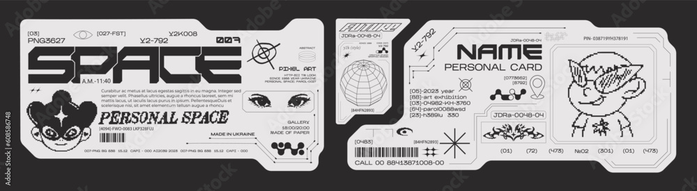 Futuristic y2k technology frame for design. HUD frames in sci-fi style ...