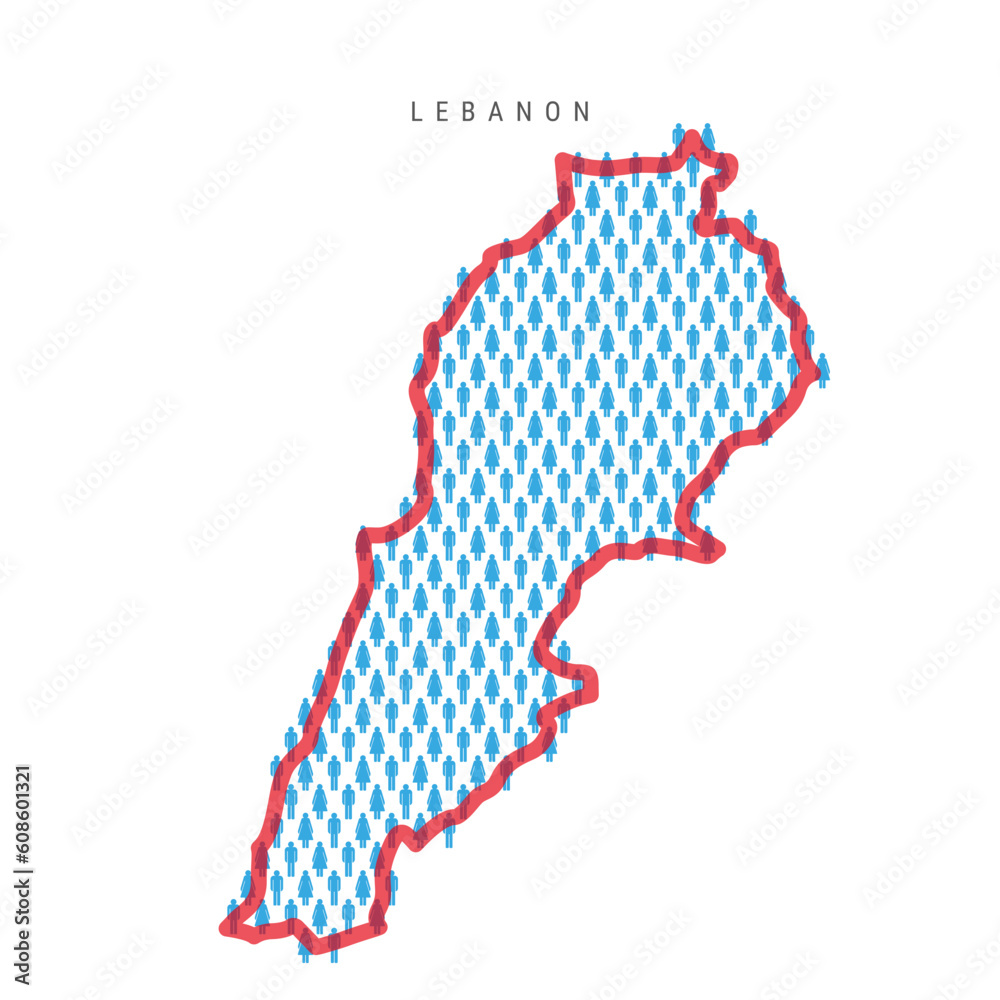 Vector de Stock Lebanon population map. Stick figures Lebanese people ...