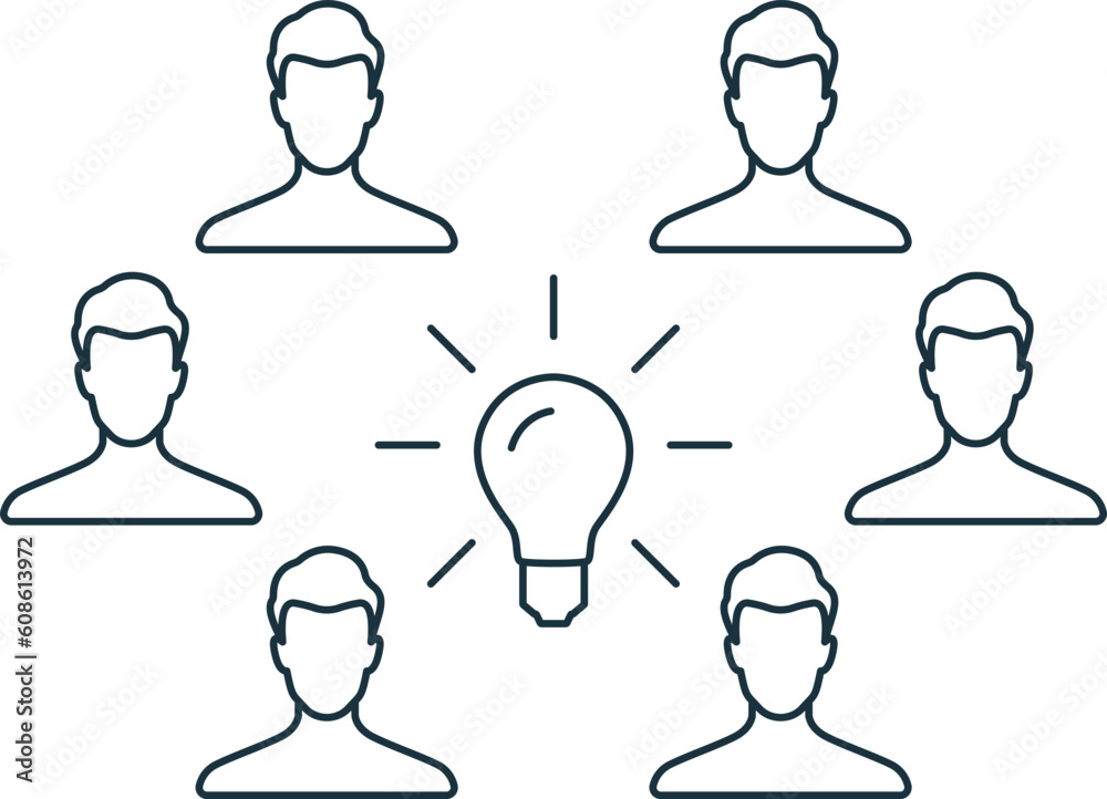 Group idea icon. Monochrome simple sign from idea collection. Group ...