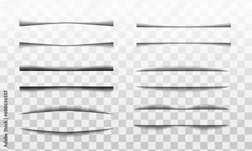 Shadow realistic effect on paper. Set of shadows. Separate components. Tint for advertising and ...