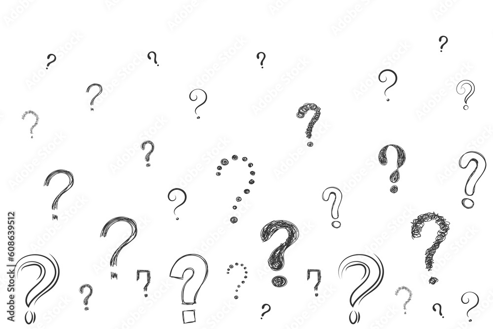 Question mark. Hand drawn signs interrogation, scribble symbols. Cartoon sketch style ...