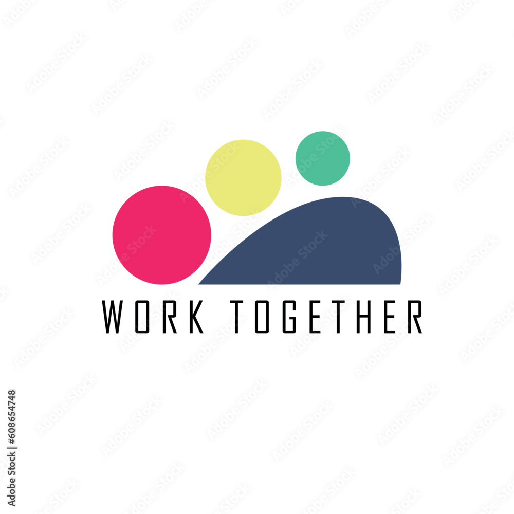 work together logo, people work together, white background, teamwork ...