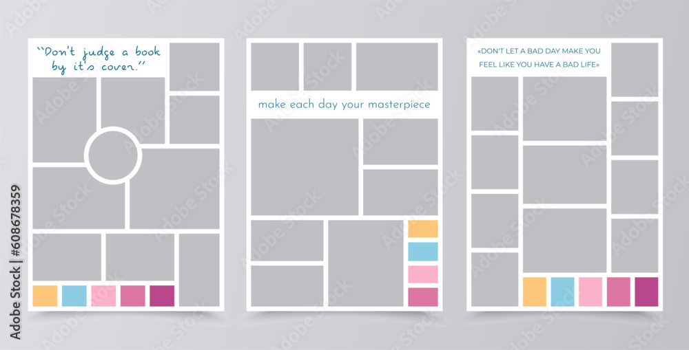 Mood board template. Collage grids. Moodboard background. Photomontage ...