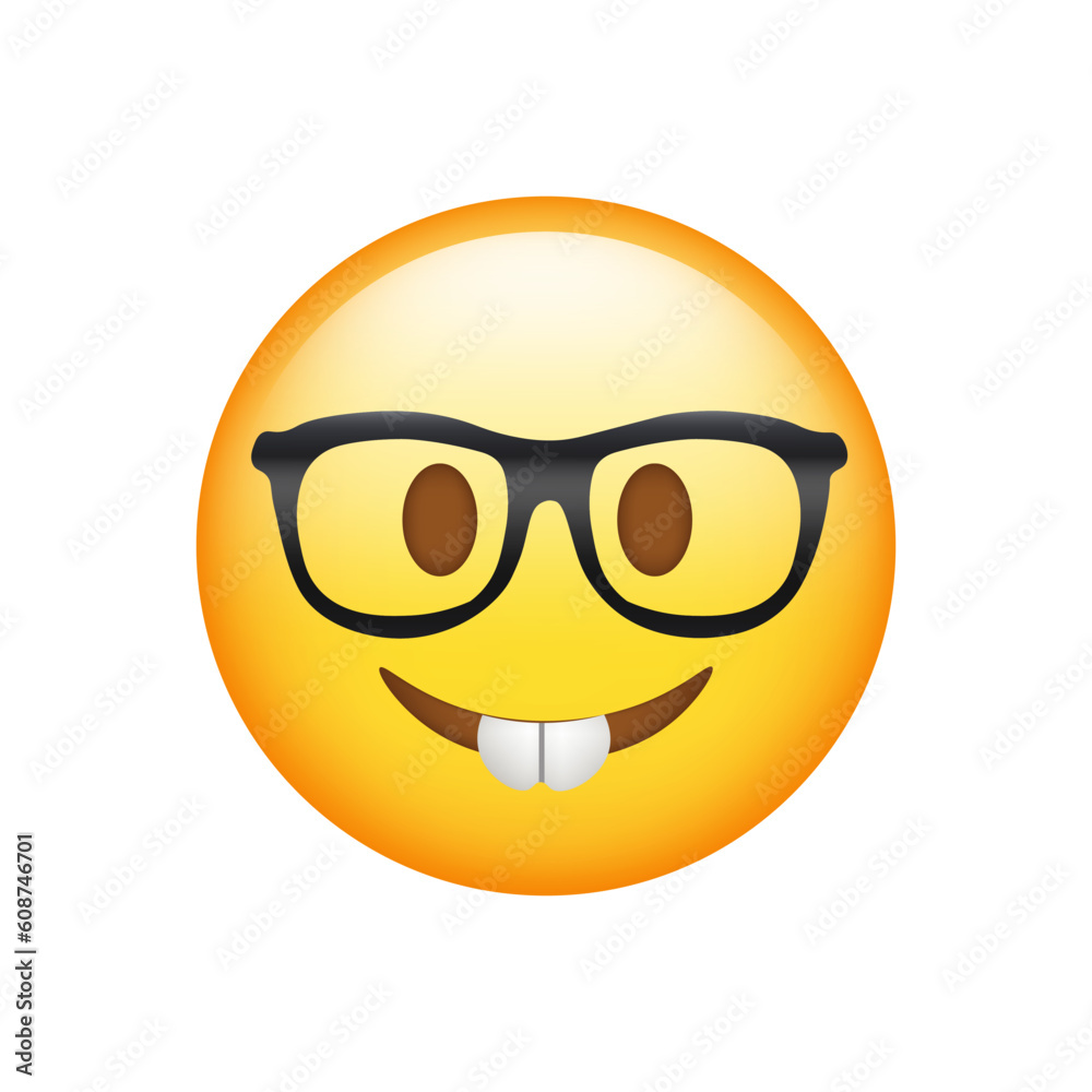 Nerd Face Emoji isolated on white background. Iphone Whatsapp Emojis ...