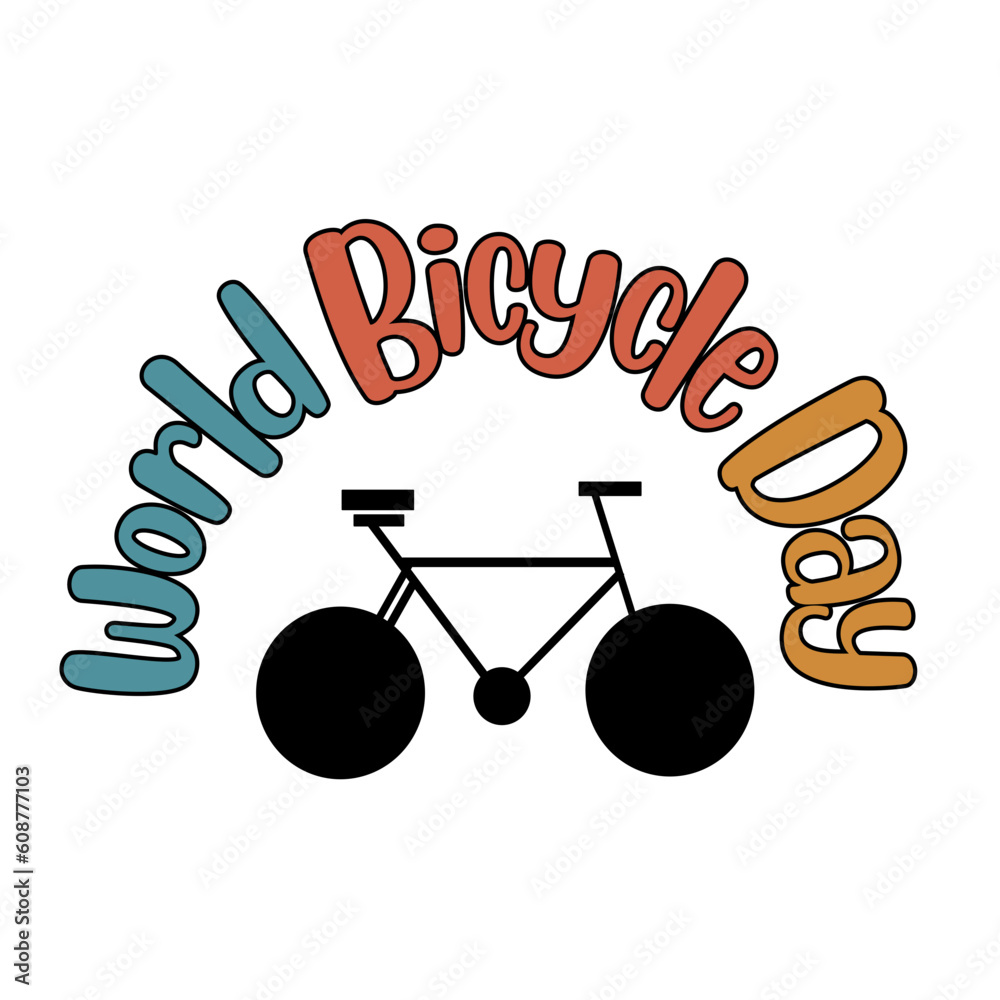 world bicycle day text, lettering inscription, bicycle clipart, bicycle ...