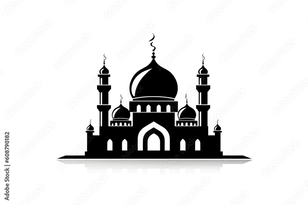 Generative AI illustration of Arabic muslim mosque icon in colors ...
