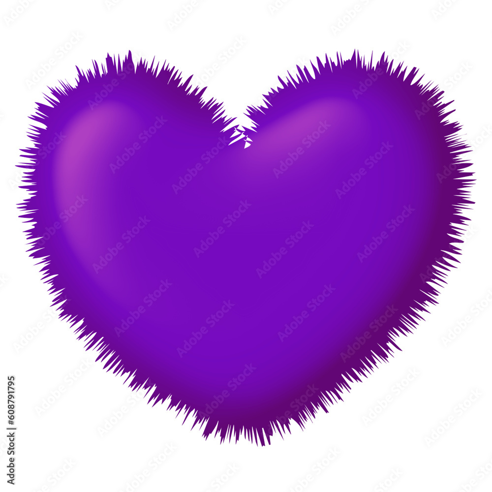 Heart purple color 3D shape graphic png sticker clipart Stock ...