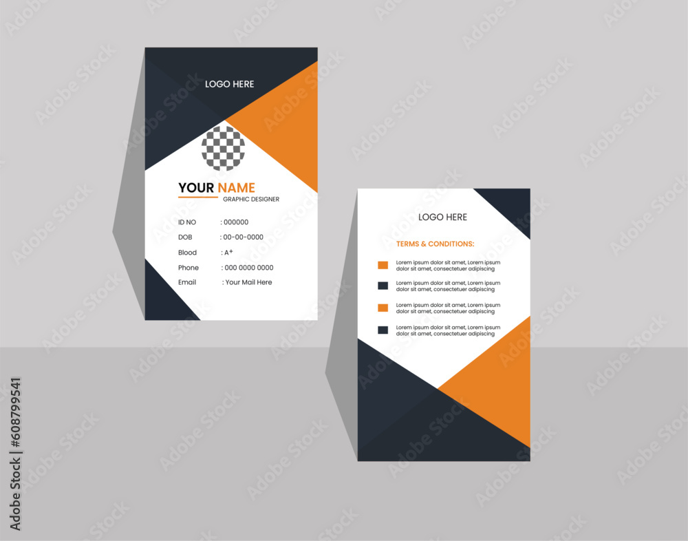 Simple vector office ID card design template. Creative Corporate ...