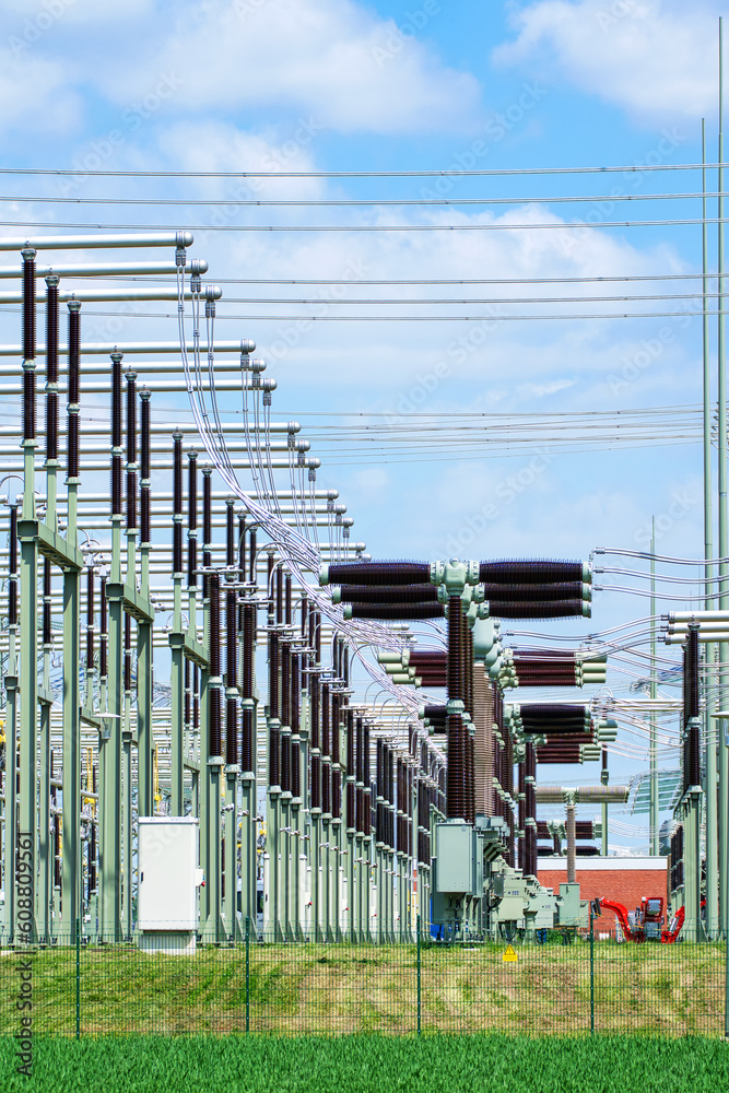 High voltage grid substation electrical energy, substation gas ...