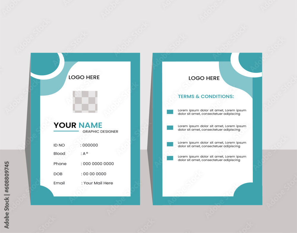 Simple vector office ID card design template. Creative Corporate ...