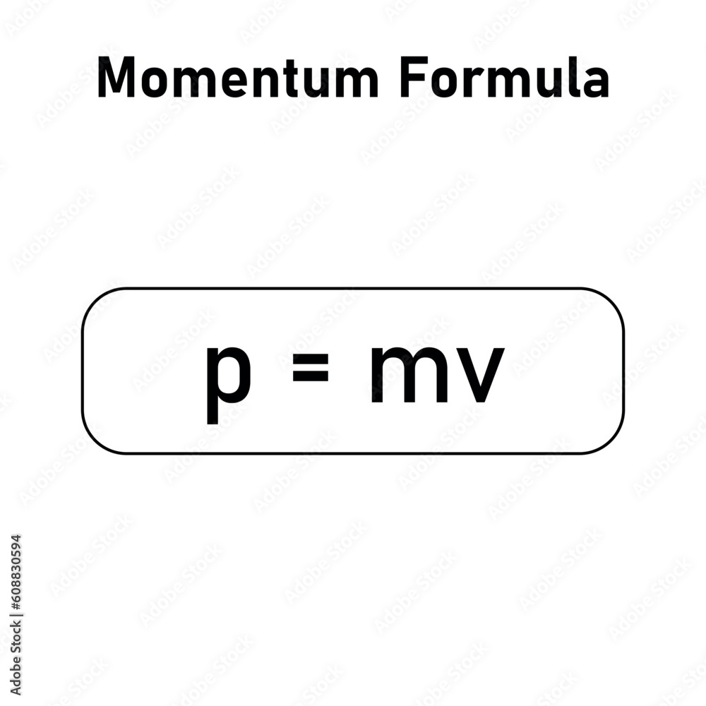 Momentum formula. Momentum, mass and velocity equation. Physics ...