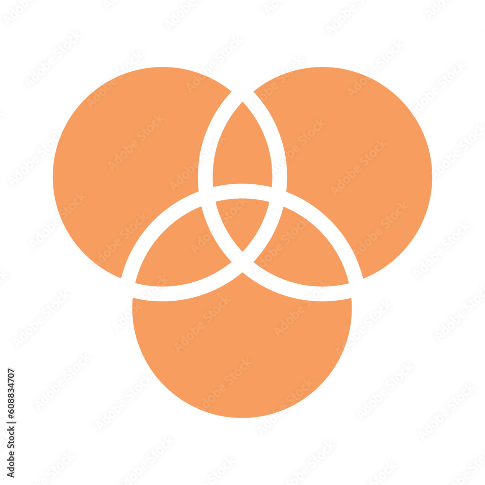 Intersection of three sets circles. Venn diagram of 3 sets. Mathematics ...