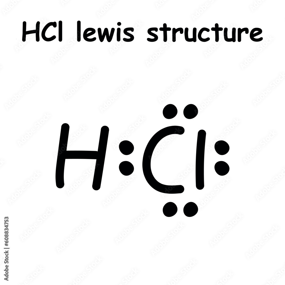 Lewis electron dot structure for a molecule of hydrogen chloride. HCl lewis structure. Resources ...