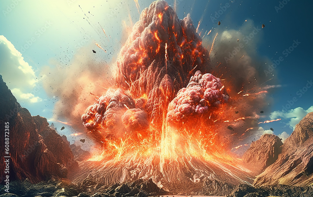 Volcanic eruptions,Detailed line drawings with vivid colors ...