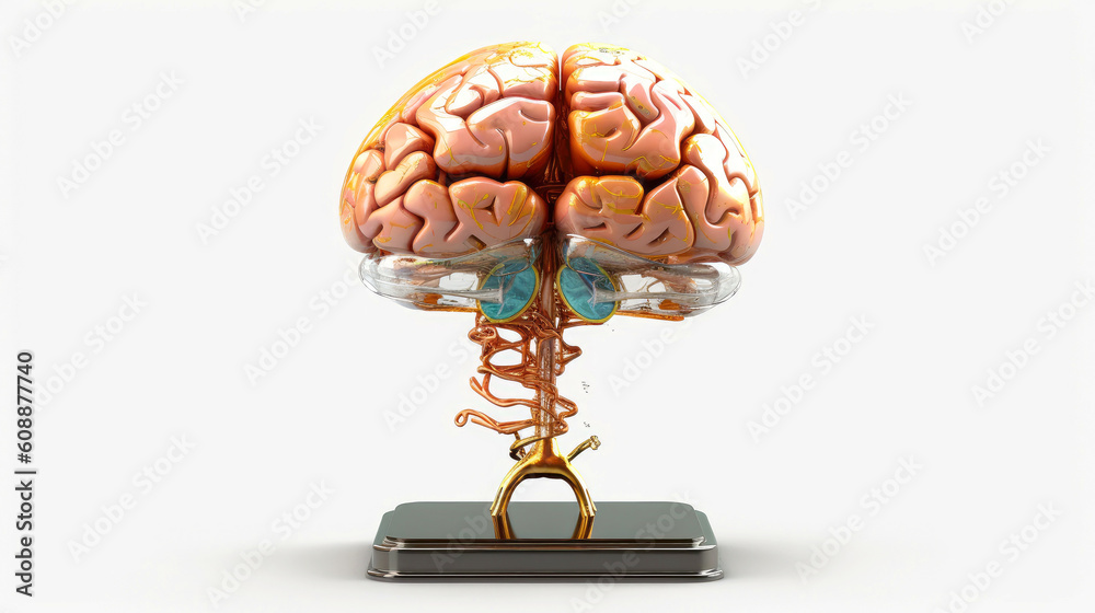 Brain and nerve forming a futuristic face illustrating the power of our ...