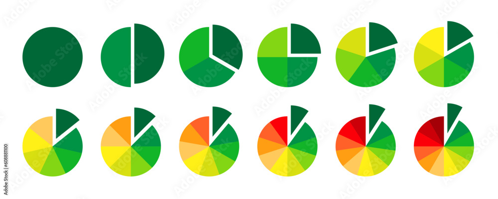 Vector de Stock Multicolored circle sections collection. Pie charts ...