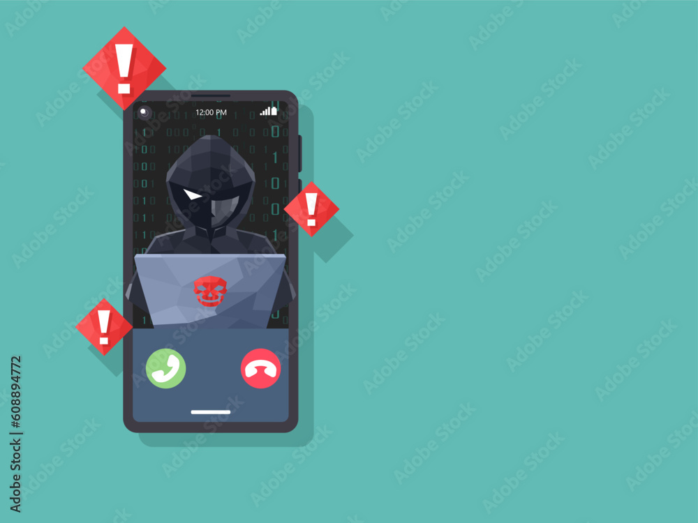 Beware of the criminal. Smartphone call from unknown or stranger number ...