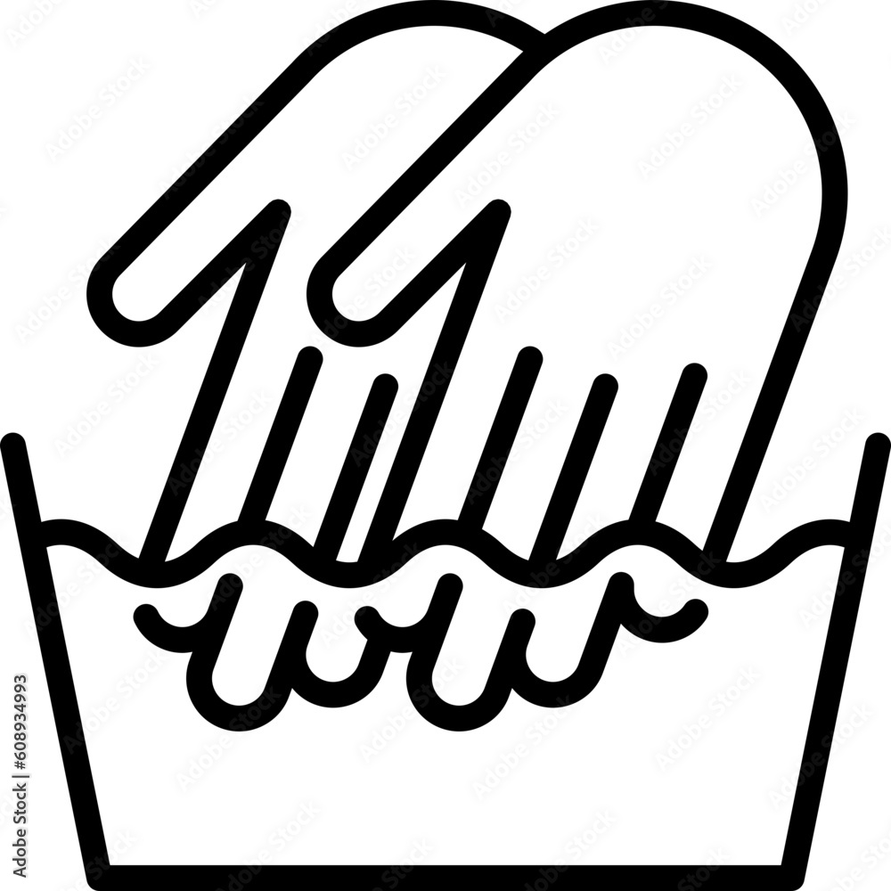 Handwash symbol: two hands in wash bowl. Thin line icon. Modern vector ...