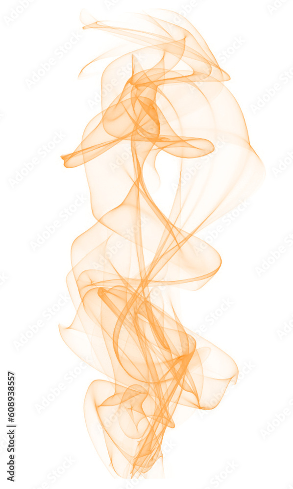Abstract orange puffs of smoke swirl overlay on transparent background ...
