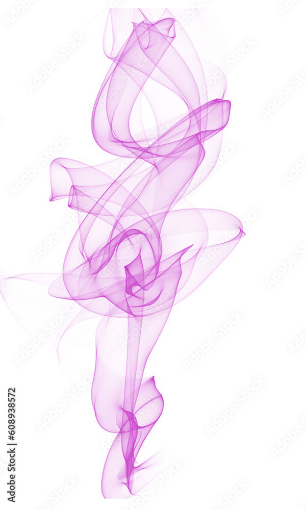 Abstract purple puffs of smoke swirl overlay on transparent background ...