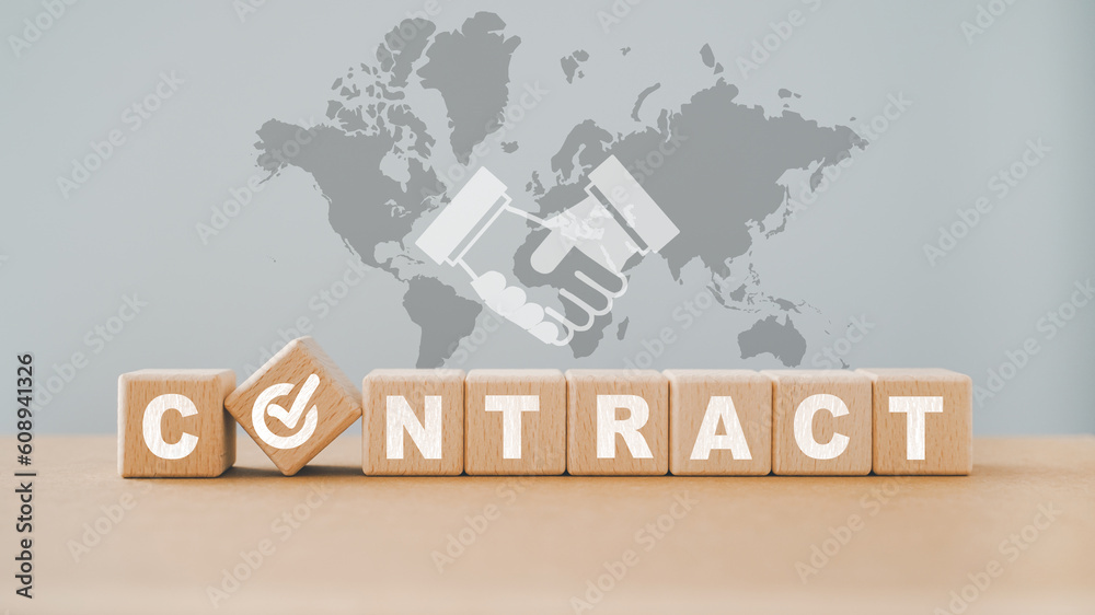 For business cooperation concept, CONTRACT ,check circle instead of O ...