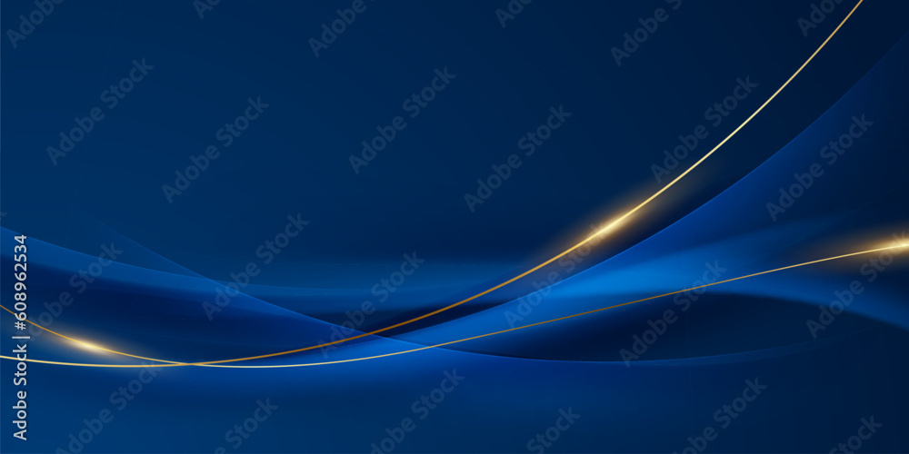 blue abstract background with luxury golden elements vector ...