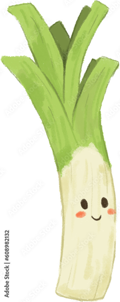Cute and funny cartoon spring onion vegetable characters clipart with ...