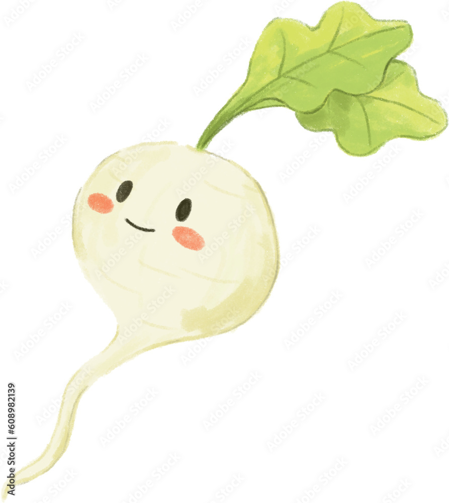 Ilustración de Stock Cute and funny cartoon radish vegetable characters ...