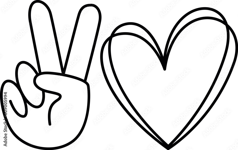 Peace sign hand with heart SVG Cut File for Cricut and Silhouette, EPS ...
