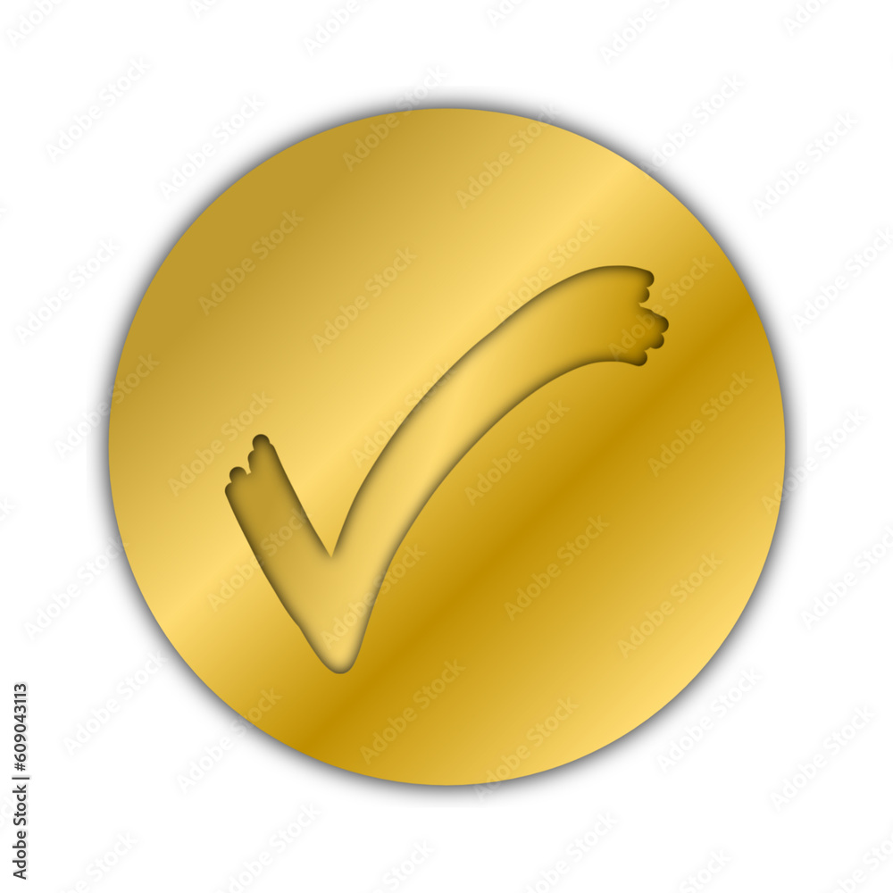 Gold check mark icon with transparent background. Check list circle ...