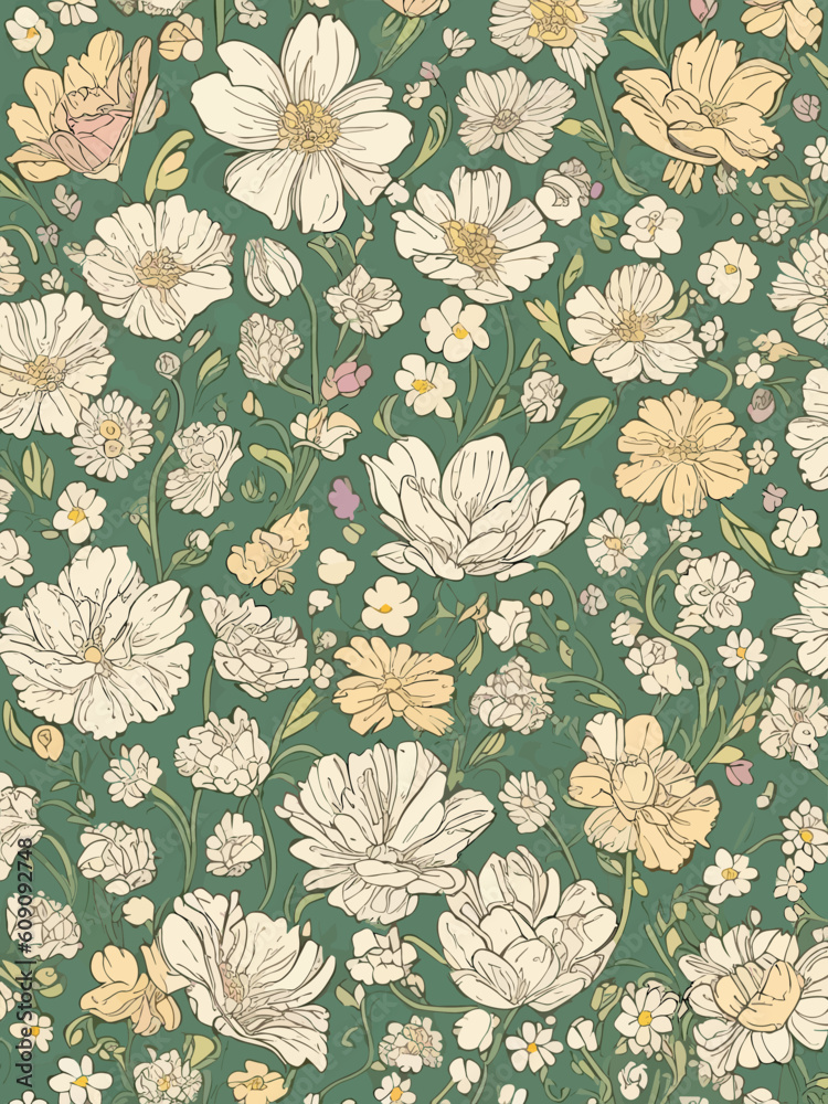 Beautiful seamless floral pattern with watercolor effect. Flower vector ...