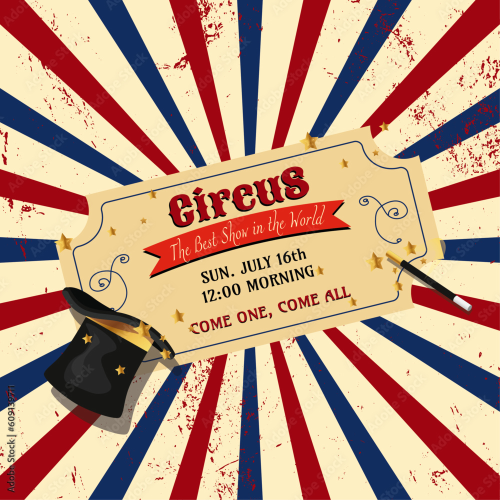 Vintage circus poster, banner. Ready to print. Cmyk vector illustration ...