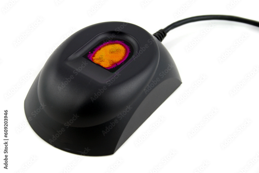 Biometric Fingerprint device on an isolated white background Stock ...