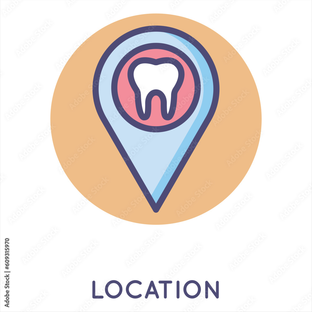 Dentist location icon colored line symbol. Premium quality isolated ...