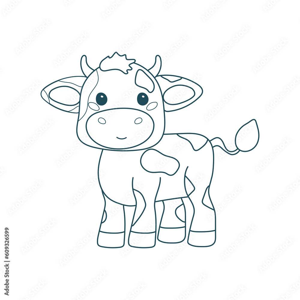 cartoon calf for coloring page Stock Vector | Adobe Stock