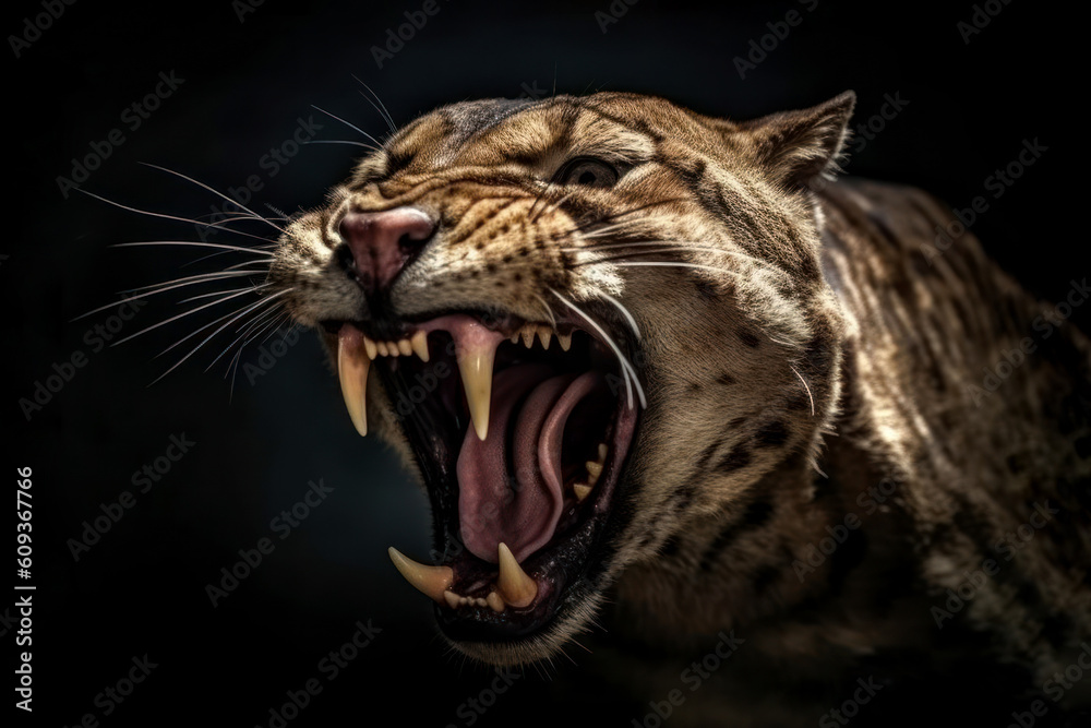 Ilustración de Stock Smilodon, the extinct sabre-toothed cat, one of ...