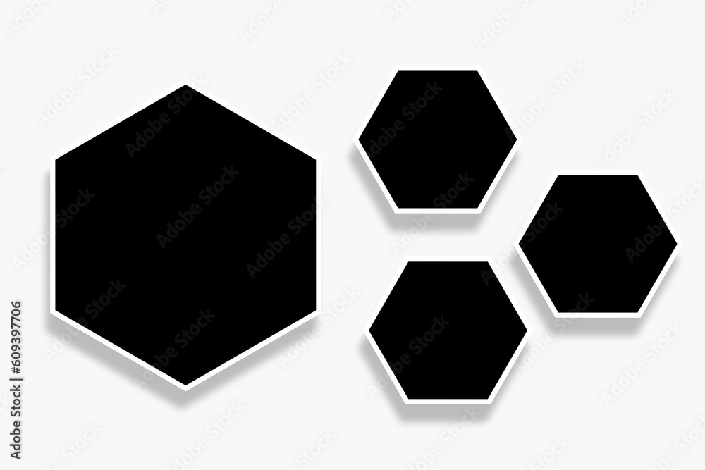 ภาพประกอบ Stock 4 Polygon photo frames template of hexagon shapes in a ...