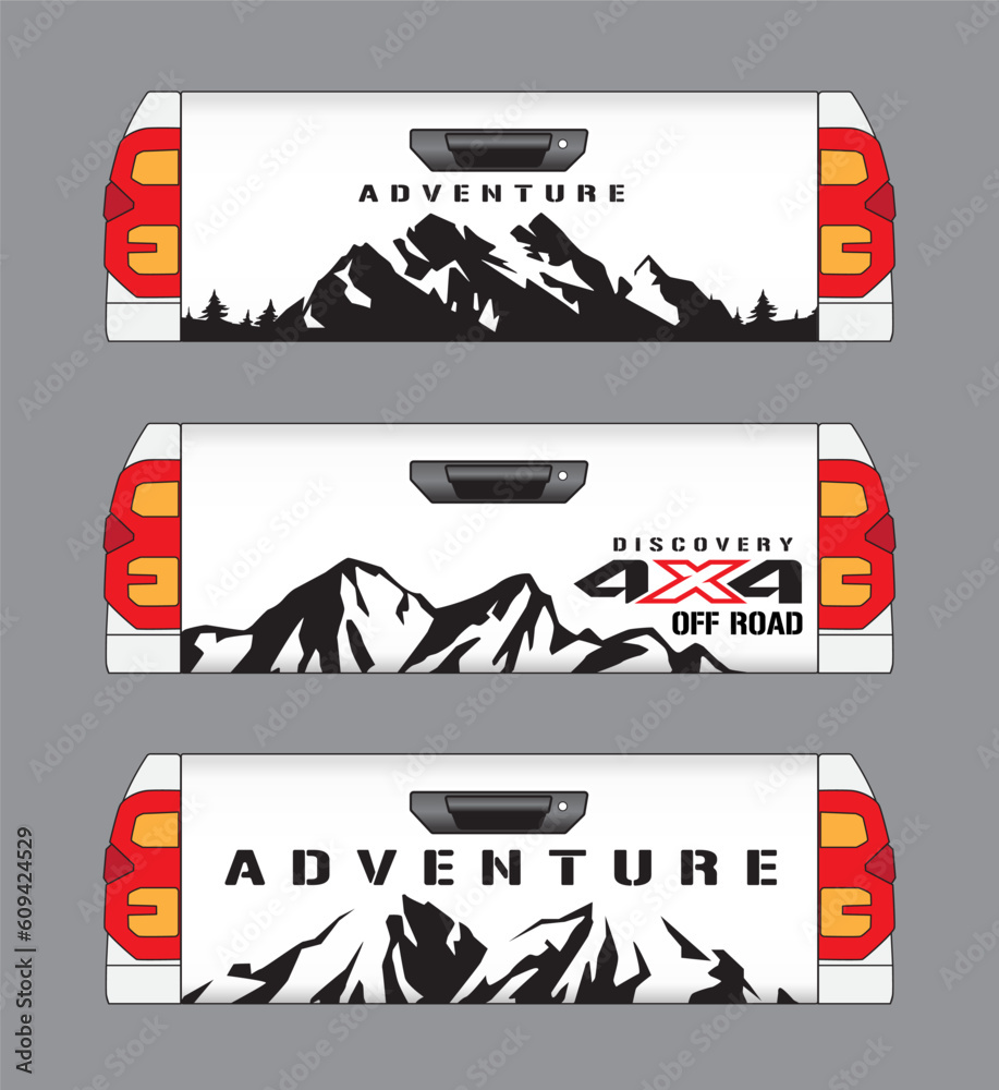 Pickup truck rear Graphic car sticker. Car wrap design vector. Graphic ...