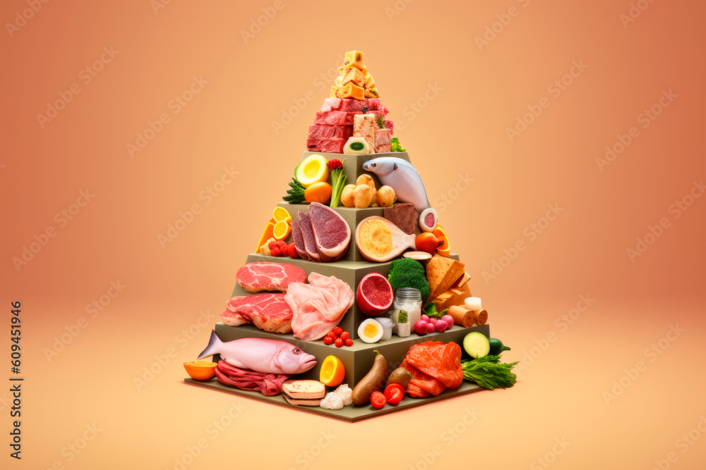 meat pyramide, Food pyramide, healthy food, vegetables, fruits ...