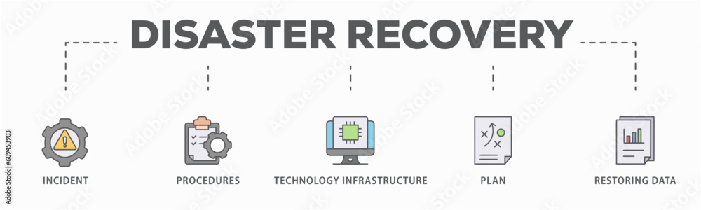 Disaster recovery banner web icon vector illustration concept for ...