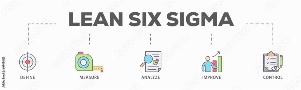 Lean six sigma banner web icon vector illustration concept for process ...