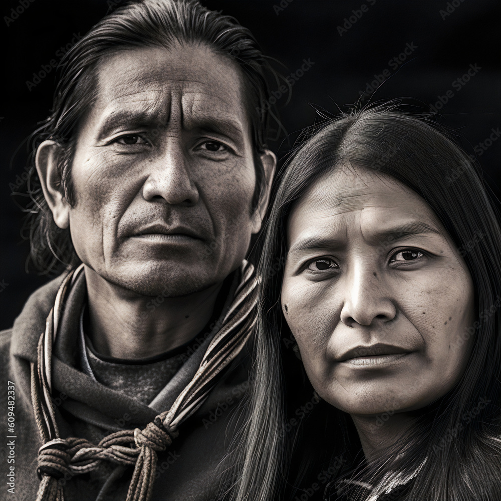 Native American couple portrait. Indigenous people's day image. Native ...
