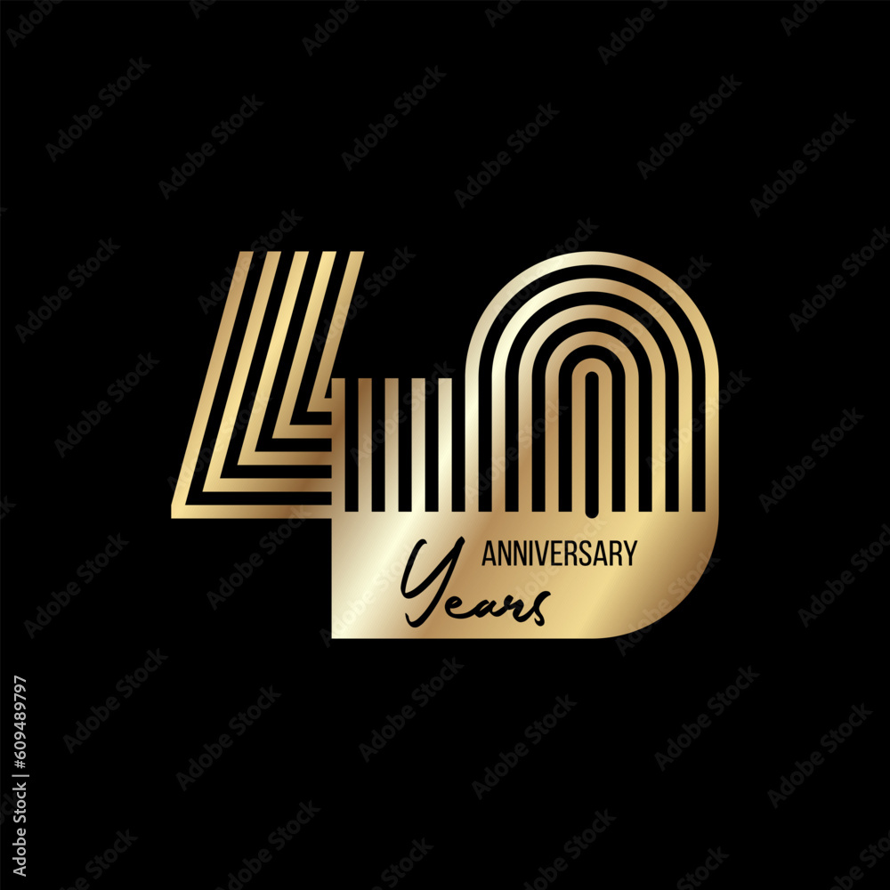Vector poster for the anniversary of 40 years. 40th anniversary golden ...