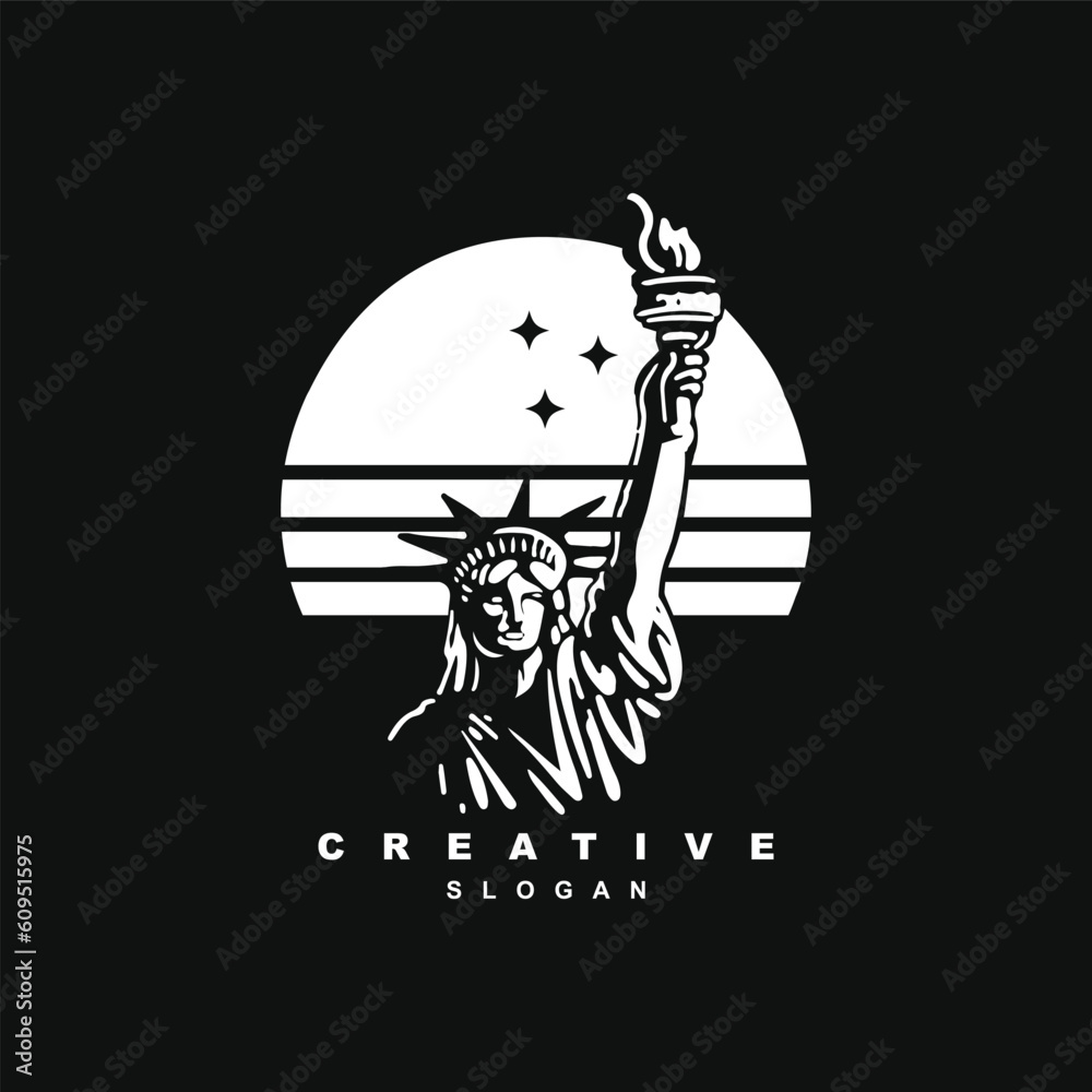 Vintage retro synthwave liberty logo design. Liberty freedom and ...